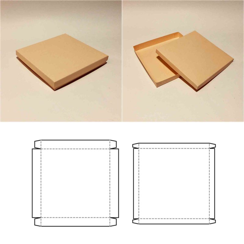 【ดิจิทัล】Flat square box template, flat box with lid, flat gift box ...