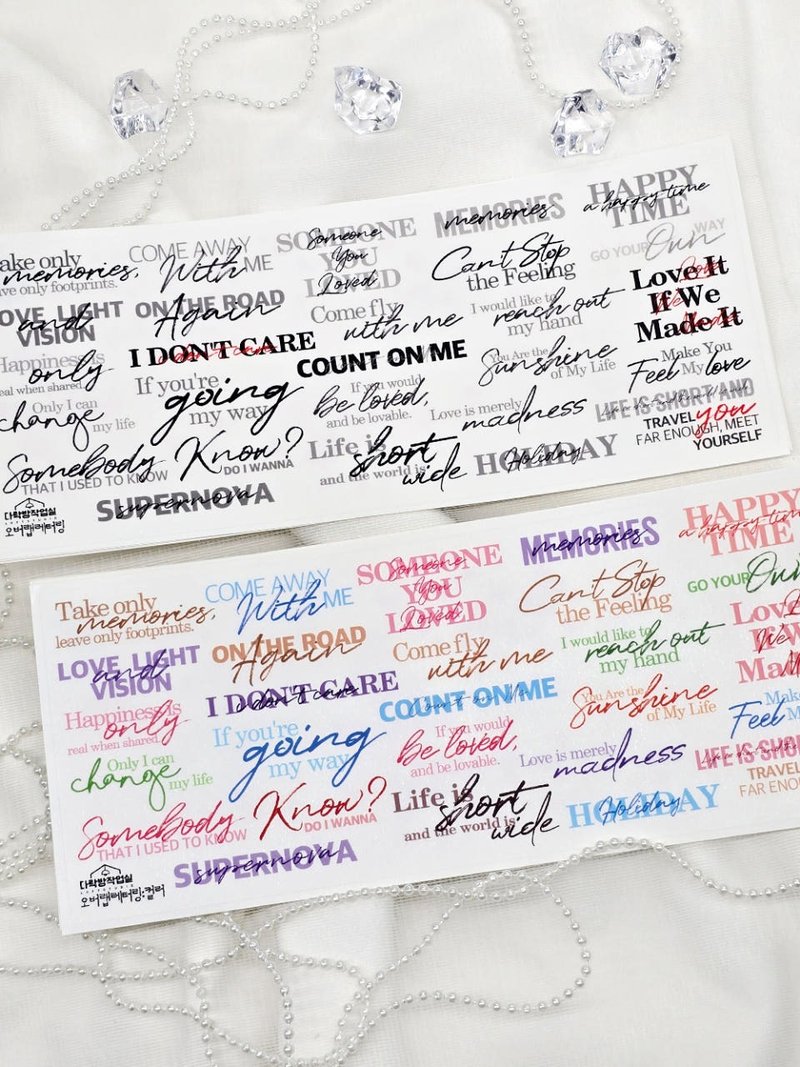 :Overlap lettering (Mono/color):Matte Transparent sticker syuuumestudio ...