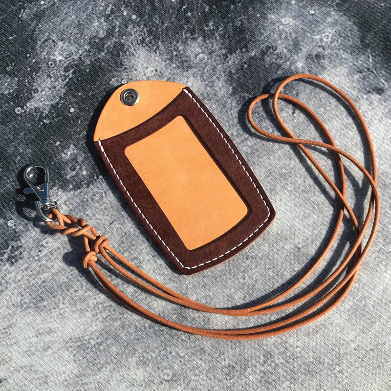 Leather neck ID holder - upright identification card - comes with ...