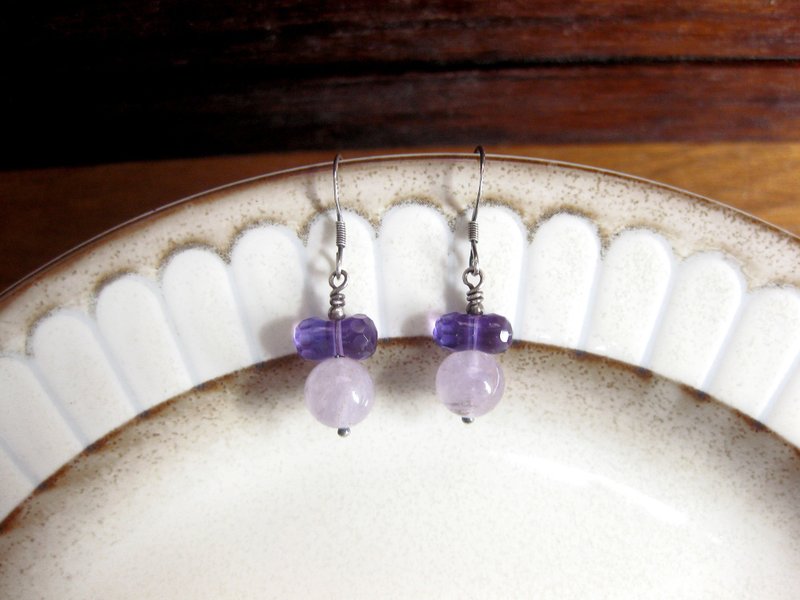 Sterling silver design earrings amethyst + Brazilian amethyst + Silver ...
