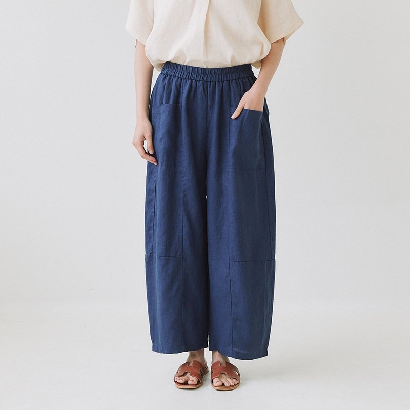 【Simply Yours】亞麻九分哈倫褲 深藍F Simply Yours｜女長褲人氣榜 - Pinkoi