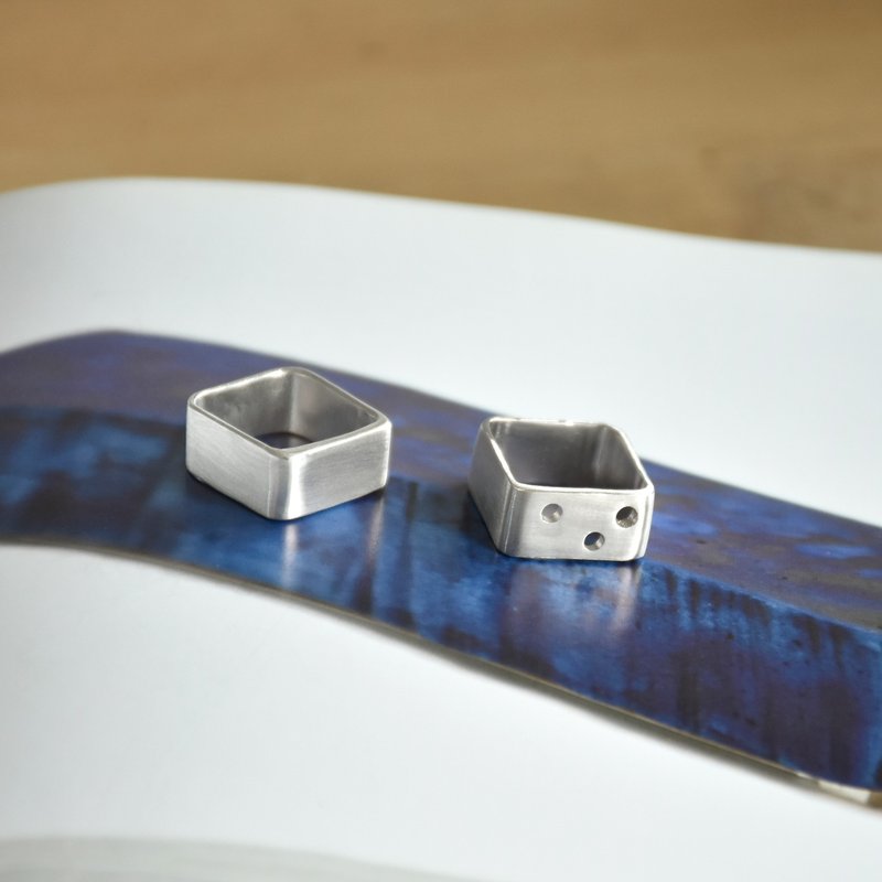 Handmade Rounded Corner Openwork Geometric Frame Silver Ring - Shop S ...