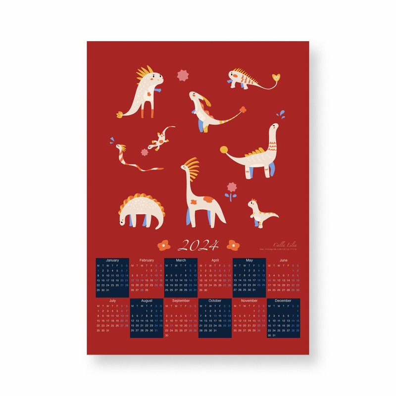 2024年曆海報-小恐龍 A4 A3 | 交換禮物 Calla Lilia｜日曆/月曆/年曆人氣榜 - Pinkoi