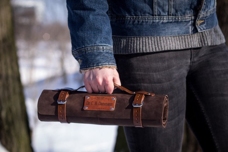Leather pocket knife roll for 6-24 pocket knives. - Shop Leather Studio ...