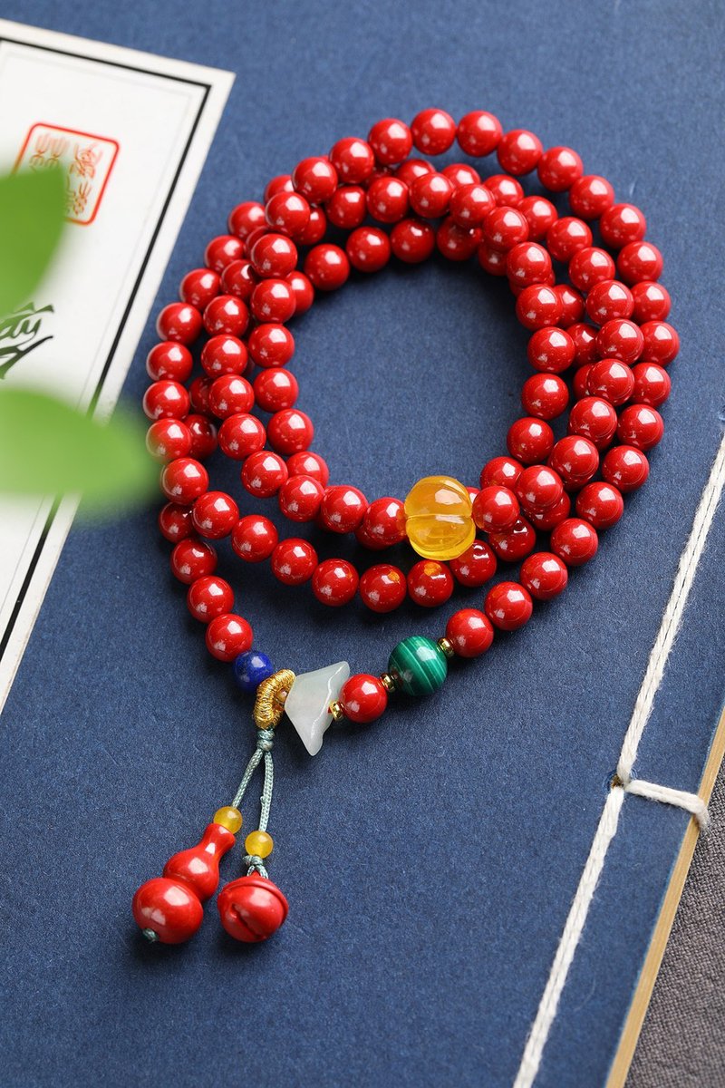 天然原礦硃砂精品帝王砂108顆佛珠手鏈 硃砂含量高達95%以上 水墨｜手鍊/手環人氣榜 - Pinkoi