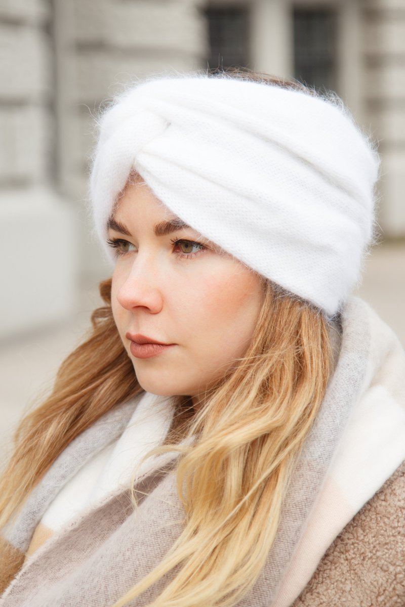 Angora Wide Headband Fluffy Knitted Turban 設計館 Gemknitdesign 髮帶 髮箍