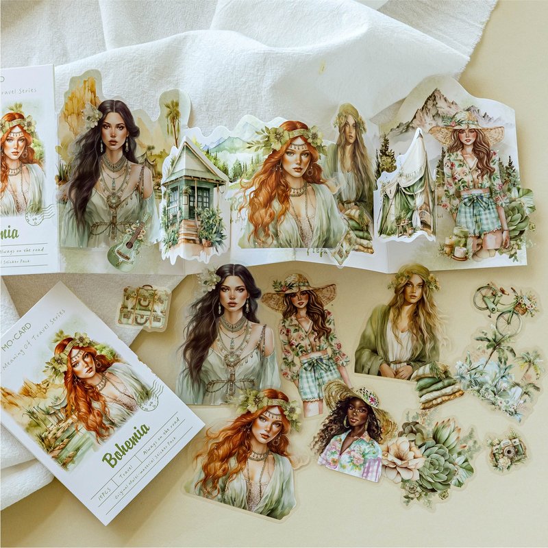 【在旅行】旅行女孩 PET手帳貼紙 貼畫 韓系復古手帳拼貼DIY素材 - 設計館 陌墨 MO.CARD 貼紙 - Pinkoi