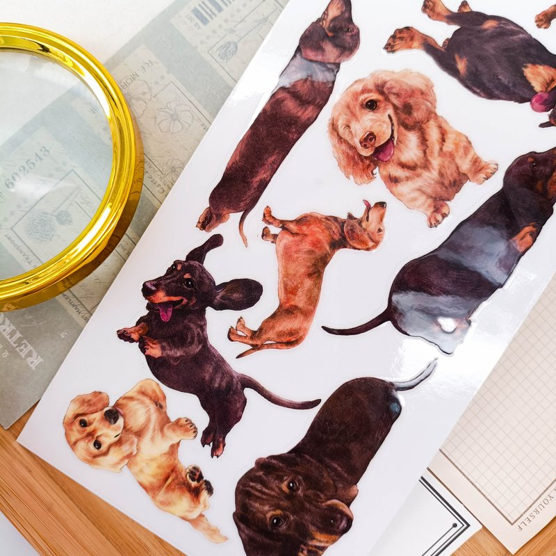 5K045 _ 臘腸狗B Doxie B ダックスフントB /轉印貼紙 - 設計館 五口美藝術 貼紙 - Pinkoi
