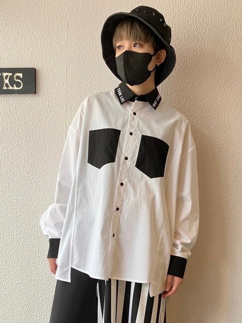 切り替えBIGシャツ/ブラック/ホワイト/Fサイズ/hellcatpunks/hcp-sh-0024 hellcatpunks｜女襯衫人氣榜 - Pinkoi