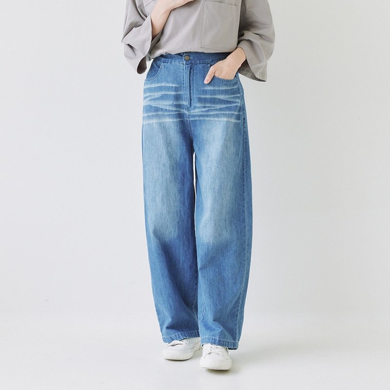 【Simply Yours】刷色寬鬆牛仔褲 深藍F Simply Yours｜女長褲人氣榜 - Pinkoi