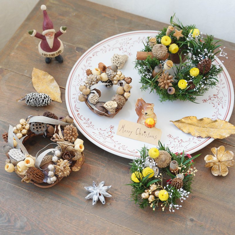 【DIY材料包】親子手作聖誕永生小花圈 / 附簡易說明書電子檔 SUN 風格花物｜花藝/盆栽/植栽人氣榜 - Pinkoi