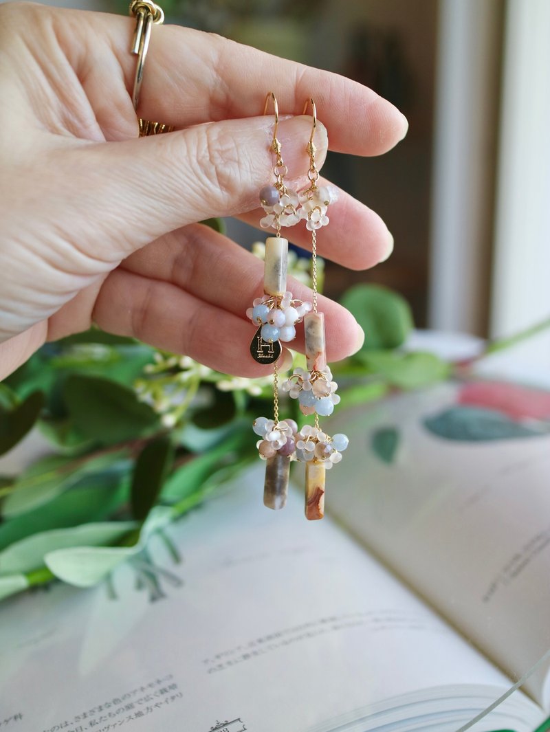 天然石ロングピアス Hachi｜耳環/耳夾/耳骨夾人氣榜 - Pinkoi