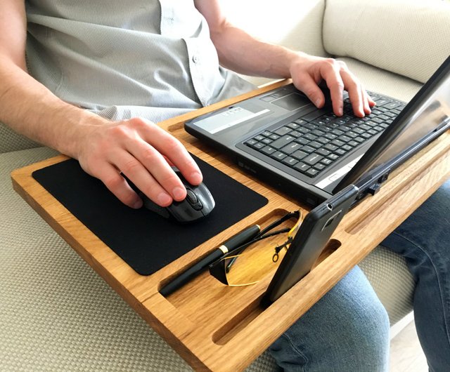 Lap desk Oak wood laptop stand First fathers day gift Mobile workstation Shop WOODPRESENTS Computer Accessories Pinkoi