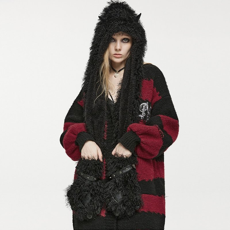 Pagan Demon Bear Plush Hooded Scarf - Shop PUNK RAVE Knit Scarves ...