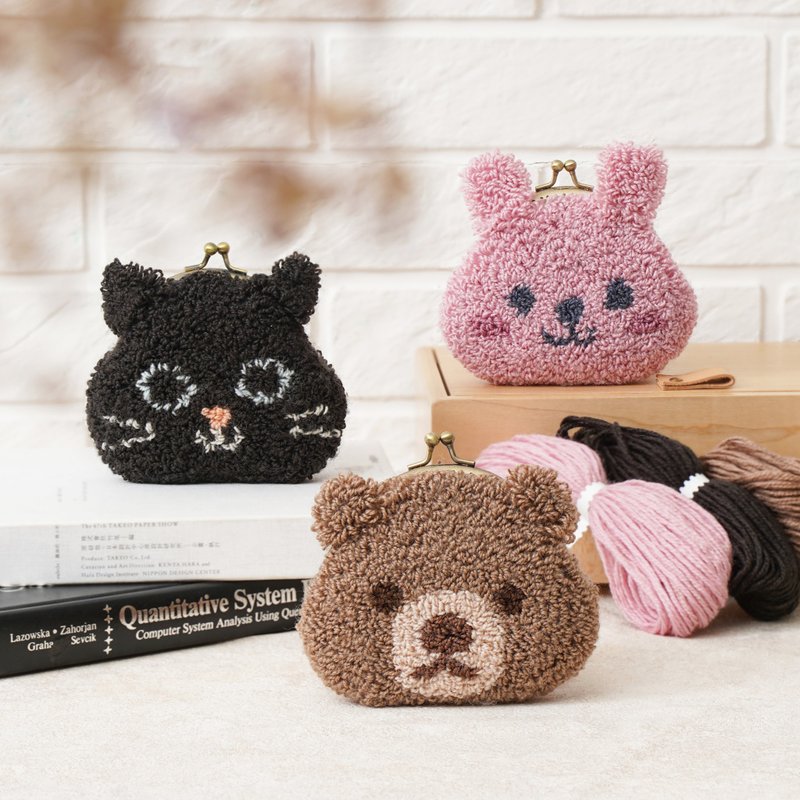 【酷黑貓/焦糖熊/櫻粉兔】戳繡口金包材料套組 | XiuCrafts Jeantopia | 知音文創設計館｜編織/刺繡/羊毛氈/縫紉人氣榜 - Pinkoi