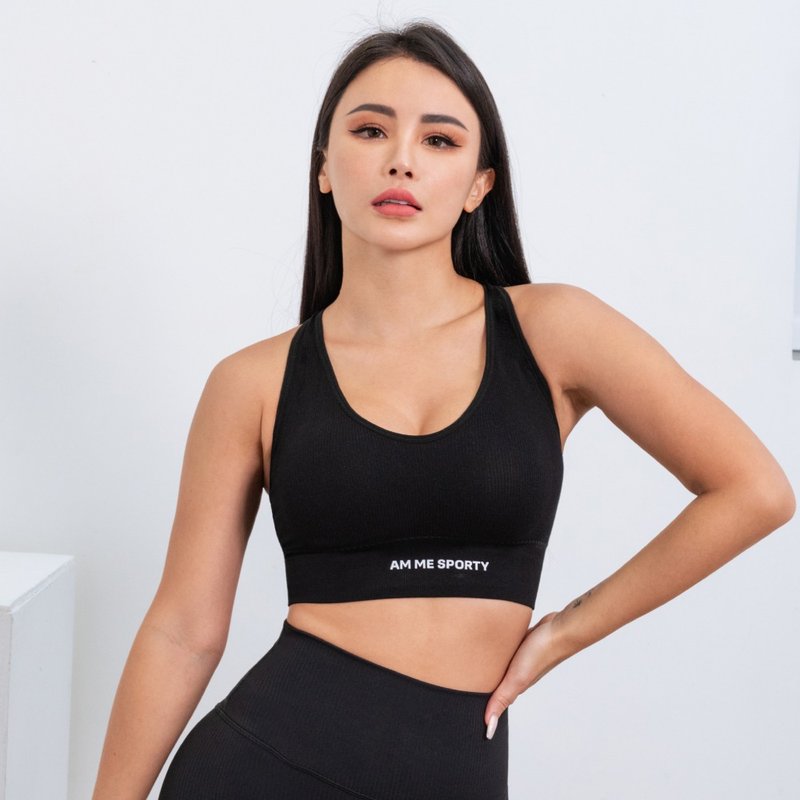 AM ME Cheer Up 美胸交叉露背性感BRATOP (性感黑 Se AM ME SPORTY 機能運動服裝｜運動內衣人氣榜 - Pinkoi