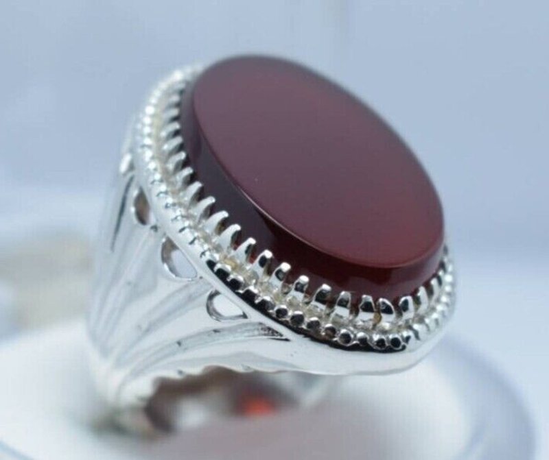 Mens Brown red Aqeeq Ring Yemeni Aqeeq Ring for Men Mens Yameni akik ...