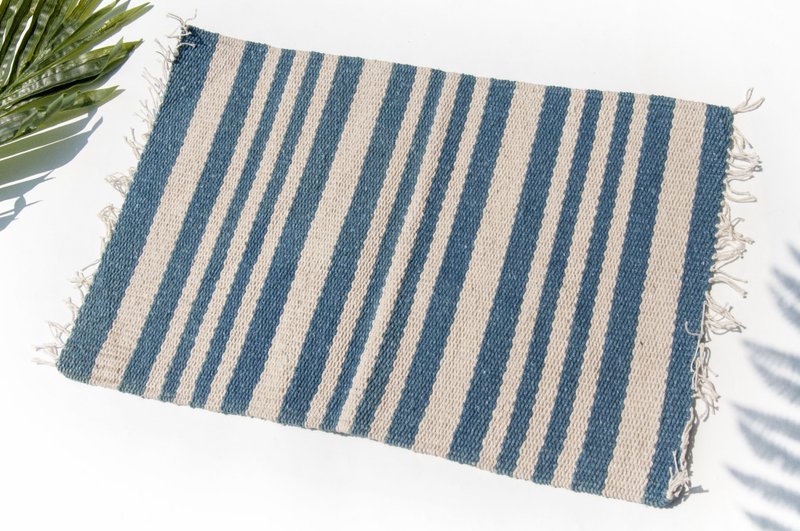 手感織布桌墊/餐墊/編織感餐墊/Boho民族風餐墊-手捻棉線地中海藍 - 設計館 omhandmade 餐桌布/桌巾/餐墊 - Pinkoi