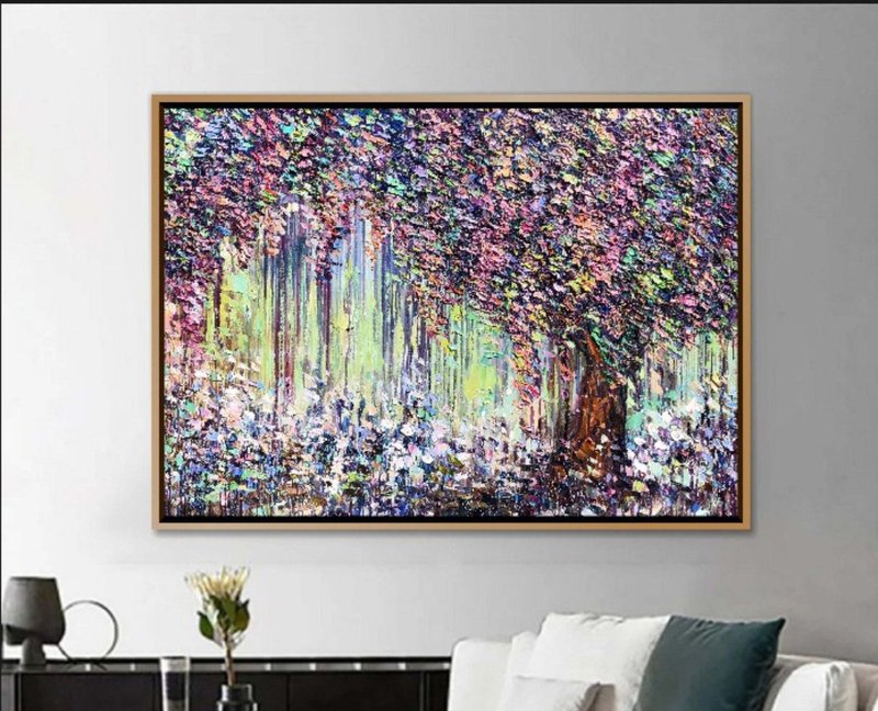 Abstract Colorful Tree Paintings on Canvas Textured Artwork Original Wall Decor TrendGallery｜壁貼 ...