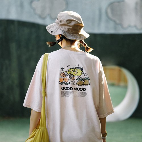 BOPOMOO GOOD MOOD T-shirt 波波畝好心情tee 閨蜜 少女 oversize - 設計館 BOPOMOO 波波畝 男 T 恤 - Pinkoi