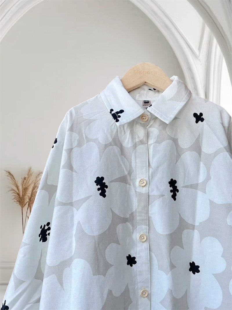 米白大花 - 大人襯衫洋 波卡先生 Mr.poca｜洋裝/連身裙人氣榜 - Pinkoi