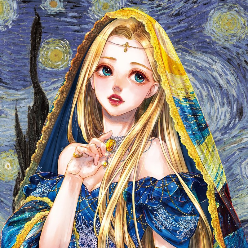 Vincent van Gogh The Starry Night Stickers (7color) Cream Peach , Orgel ...