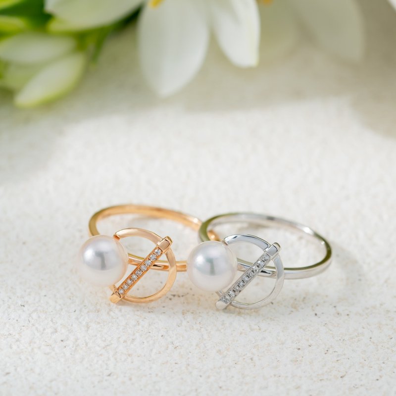 Akoya 浪漫星球 18K金 鑽石戒指 Olina Pearl｜戒指人氣榜 - Pinkoi