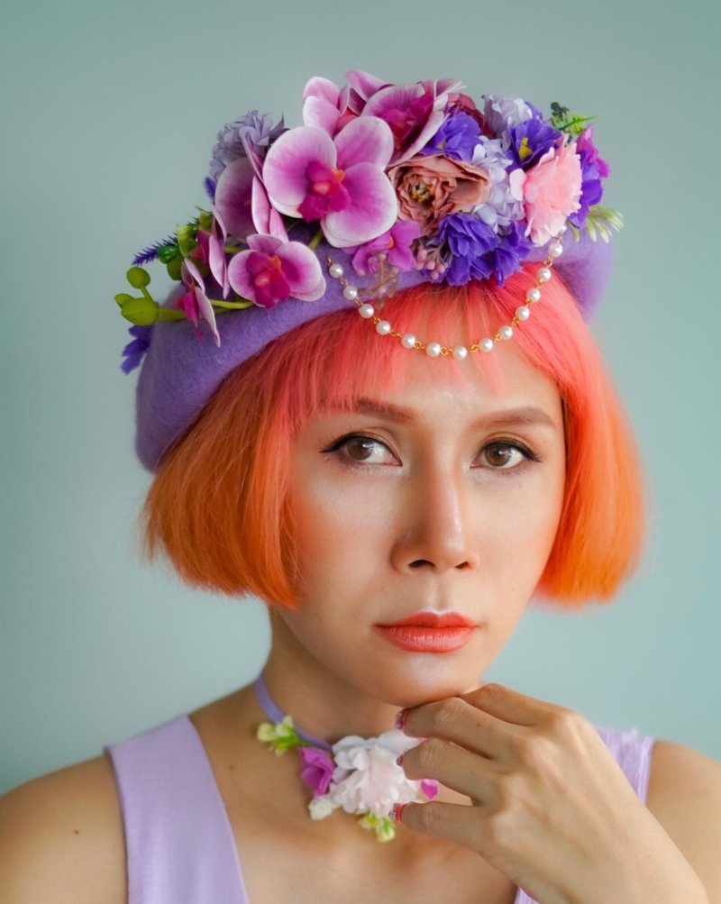 PP Baret purple flower shade Lhonglhai｜帽子人氣榜 - Pinkoi