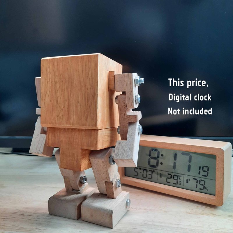 Digital clock wooden robot ( Digital clock and wooden base Not included ...