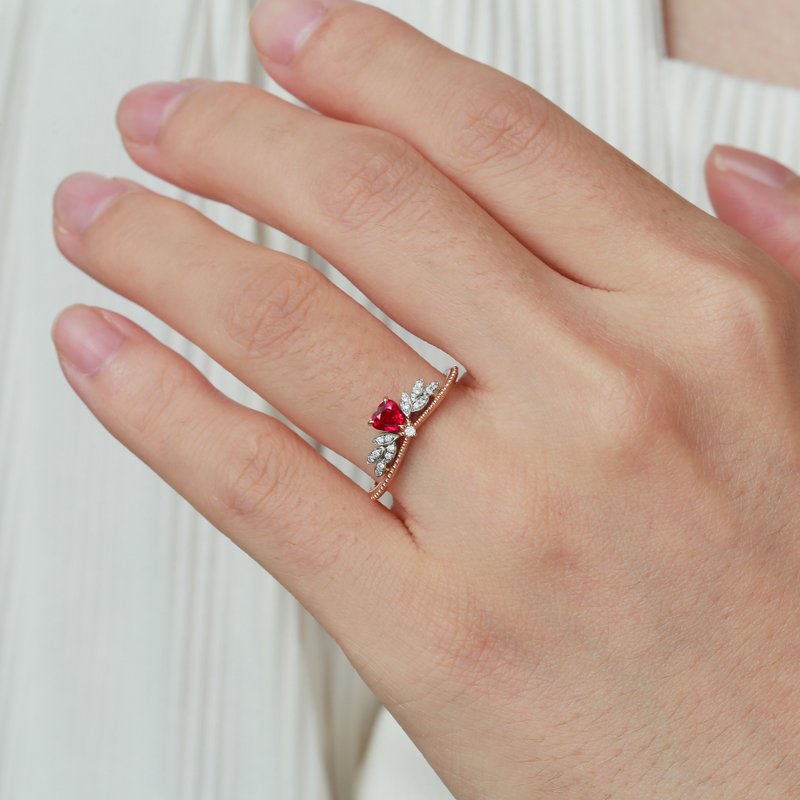 0.32ct剛玉紅寶石梨形紅蓮之語切割訂婚戒指18k金 Maison_de_lumin｜戒指人氣榜 - Pinkoi