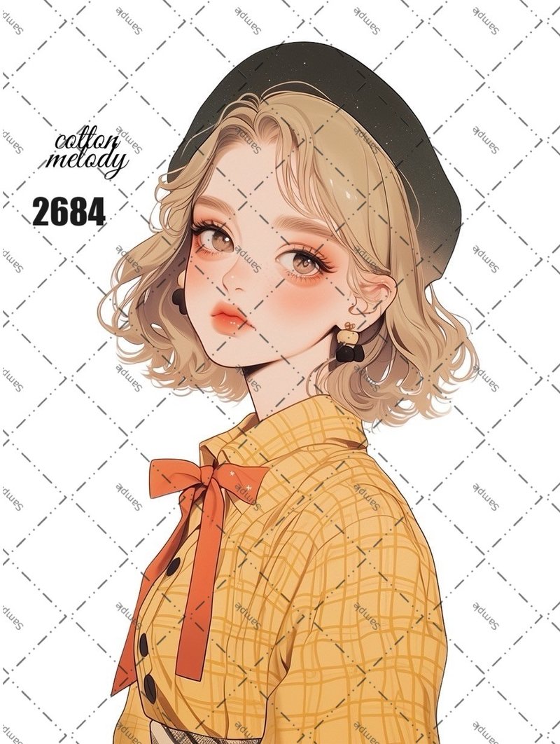 original sticker no.2684 人物ステッカー オリジナルステッカー オリジナル人物ステッカー 装飾ステッカー cotton melody cotton-melody｜貼紙人 ...