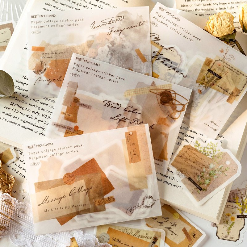 【碎片拼貼】鹽系輕復古和紙手帳貼紙 韓系燙金貼畫手帳DIY素材 - 設計館 陌墨 MO.CARD 貼紙 - Pinkoi
