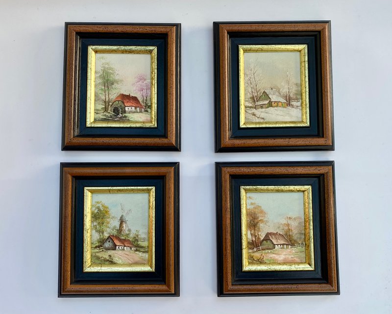 復古四季畫作 4 件組 比利時 20 世紀 70 年代復古風景 HappyDuckVintage｜壁貼/牆壁裝飾人氣榜 - Pinkoi