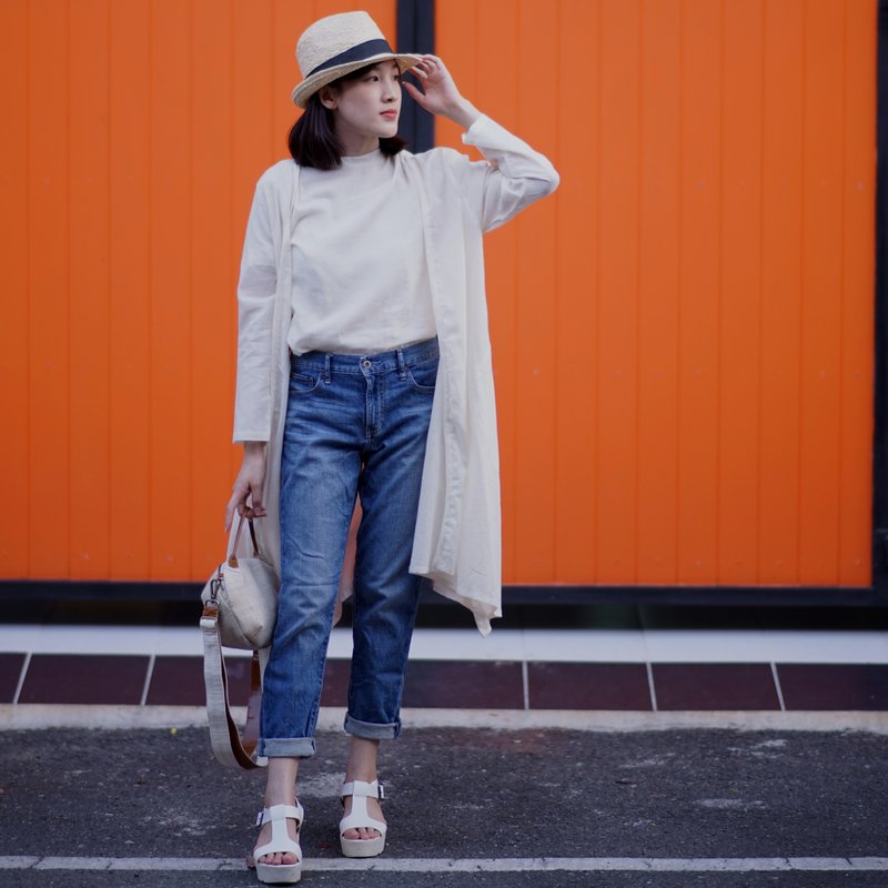 Front slit Jackets Natural Color Thin Cotton and long Sleeve : Ayara ...