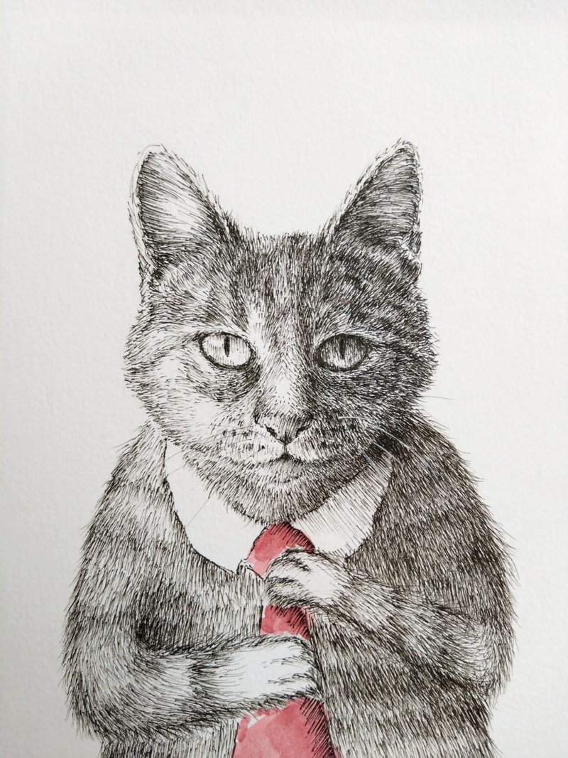 手繪獨一無二寵物畫 貓咪似顏繪 連紙框 SOPH｜似顏繪/客製畫人氣榜 - Pinkoi