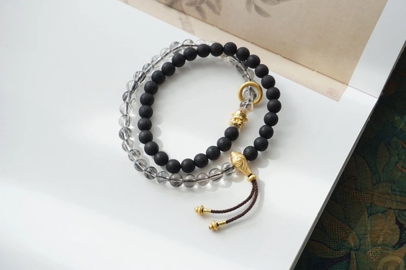 6mm天然降真香木珠 黑髮晶925銀悟空隔珠設計多圈手串手持fs Angel's tears 天使之淚 Jewelry Design｜手鍊/手環人氣榜 - Pinkoi