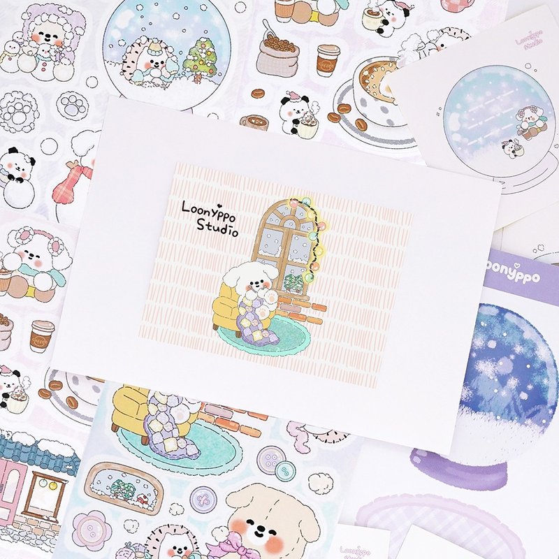 Winter line sticker pack Loonyppo studio｜貼紙人氣榜 - Pinkoi