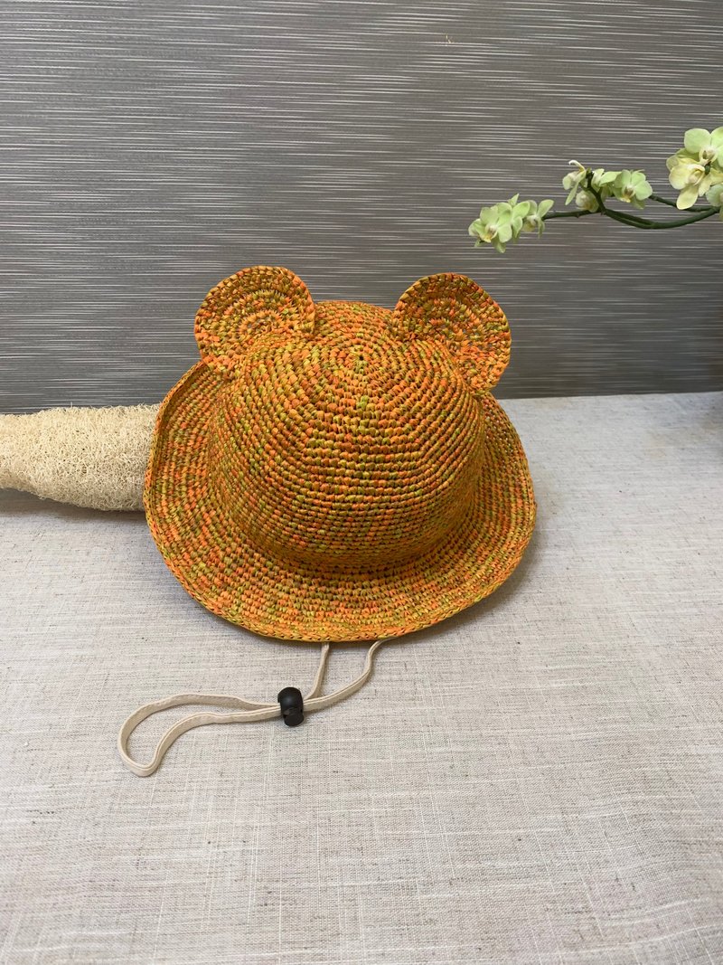 Handmade Crochet - Cat Ears Sun Hat/Adult Straw Hat/Paper Thread Hat ...