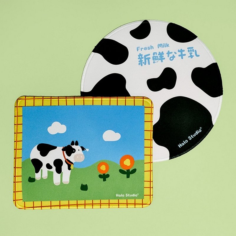 Fresh milk illustration cow mouse pad fabric seamed rubber bottom mouse ...