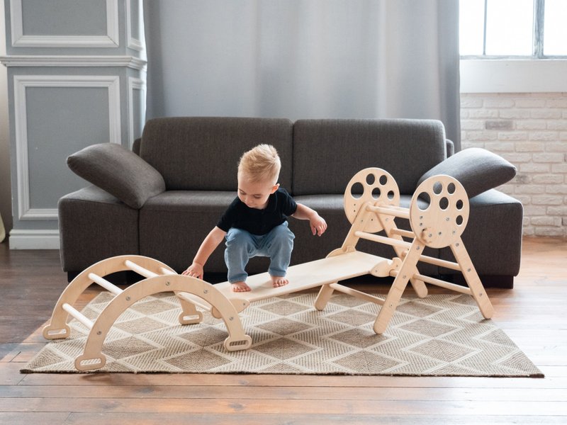 Wooden montessory climbing furniture Foldable triangle Gift for 1 year ...