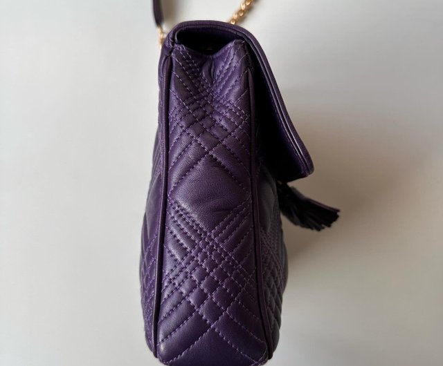 BRUNO MAGLI purple leather quilted shoulder bag A58 vintage BRUNO MAGLI purple leather quilted shoulder bag A58 vintage