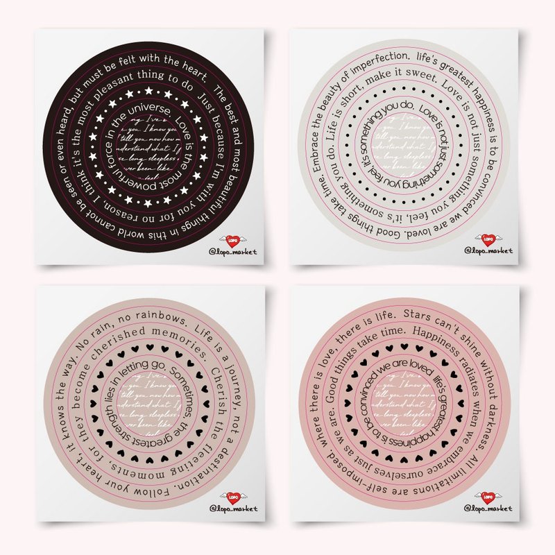 Text circular border edge stickers, 4 colors, 16 sheets LOPO｜貼紙人氣榜 - Pinkoi