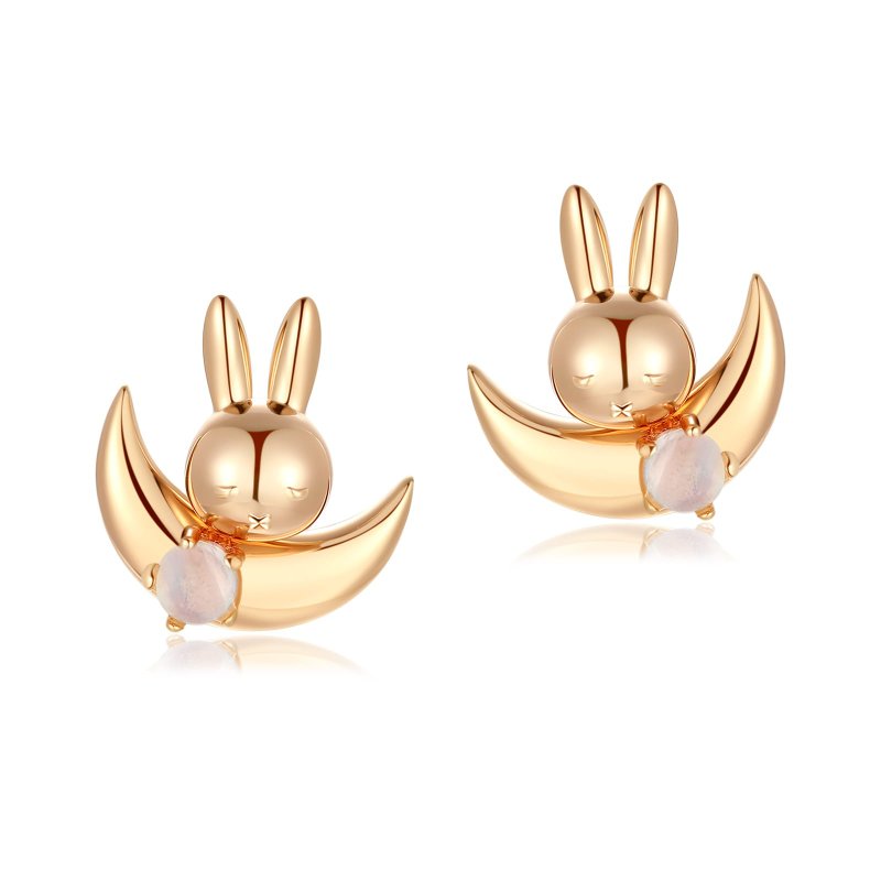 【Pinkoi x miffy】LOVE BY THE MOON 月亮石新月 純銀耳環 金/銀 LOVE BY THE MOON - Pinkoi 限時優惠活動