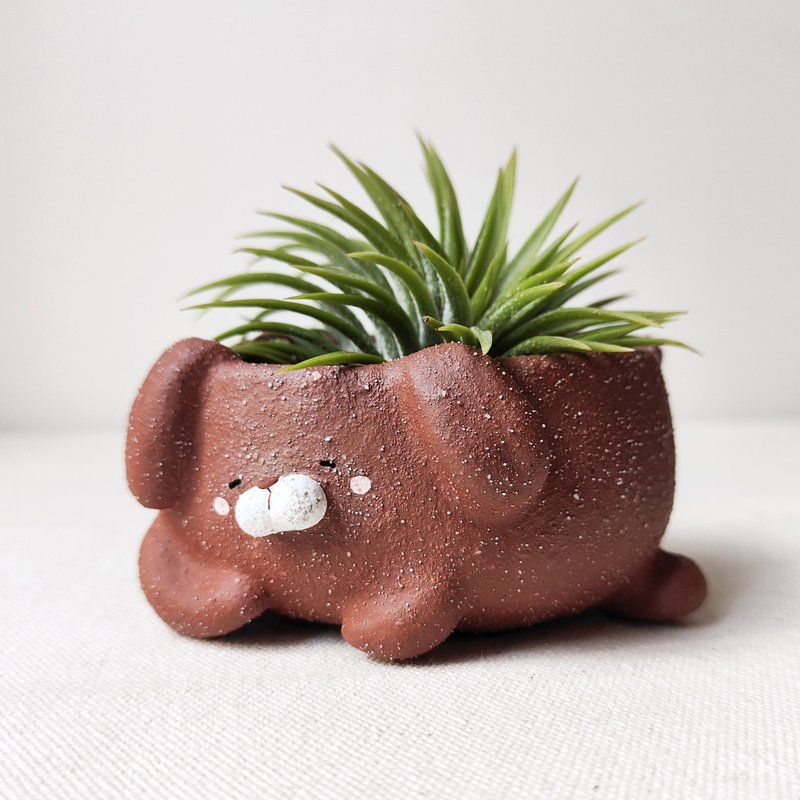 Sleeping bunny planter. Handmade terracotta 花盆 Noonster clay village｜花瓶 ...