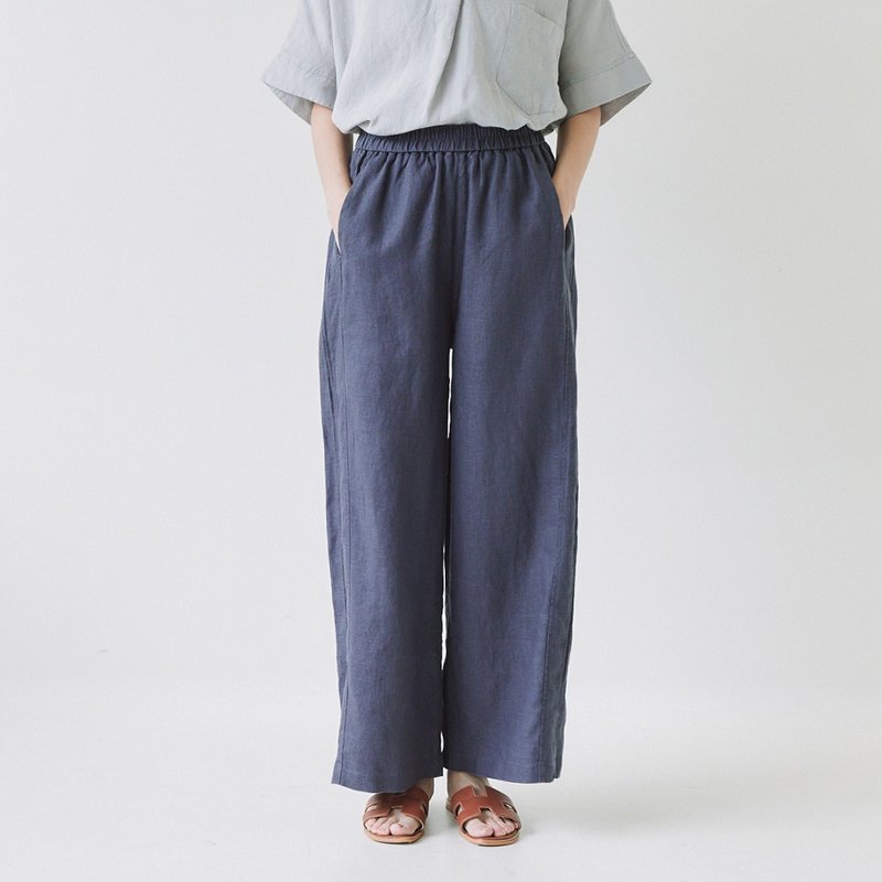 【Simply Yours】透氣直筒亞麻褲 藍F Simply Yours｜女長褲人氣榜 - Pinkoi
