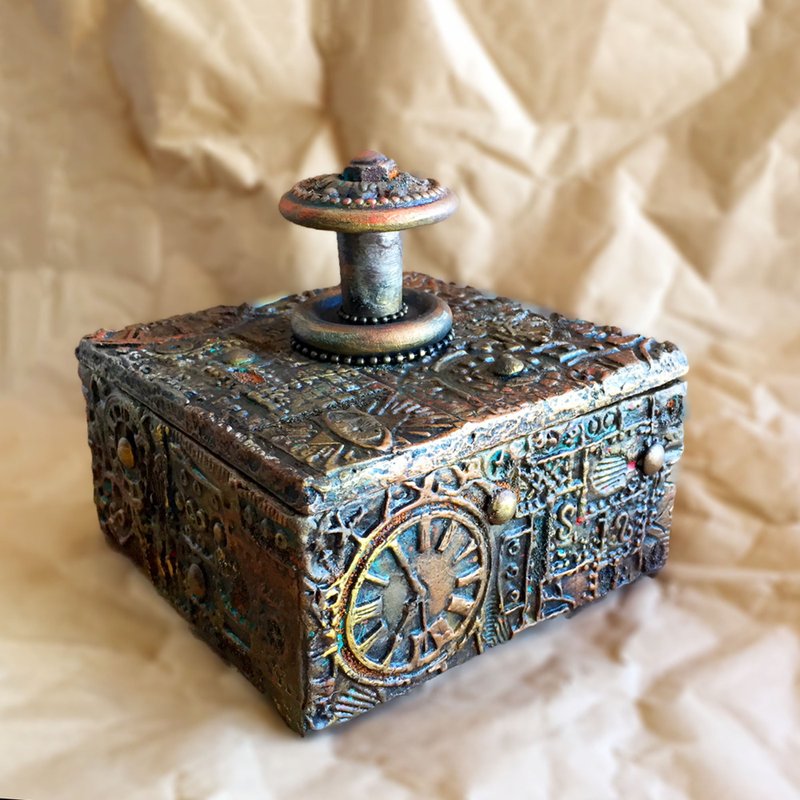 Steampunk box,jewelry organizer,mystery box,boho decor,small things box ...