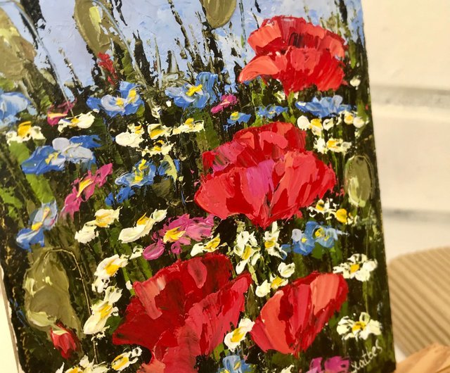 Flower Meadow Original Painting Abstract Art Acrylic Painting Colourful Wall Art Decor Mini ...