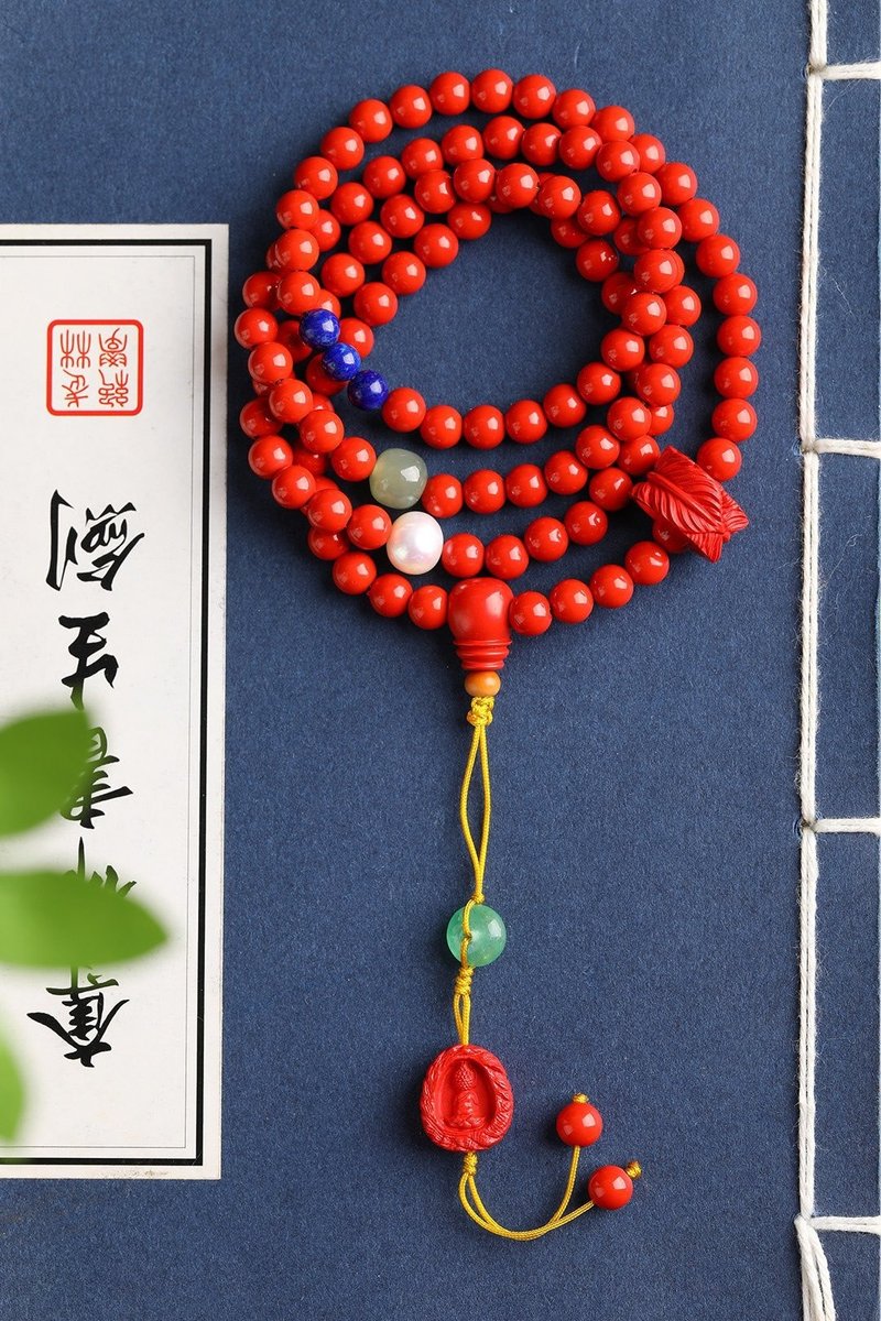 天然原礦硃砂精品紅砂108顆佛珠手鏈項鏈兩用款硃砂含量高達95% 水墨｜手鍊/手環人氣榜 - Pinkoi