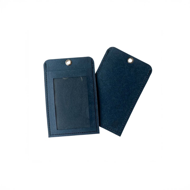 Single card layer ID holder Navy blue paper leather texture anti-wear ...