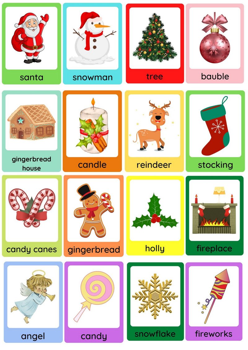 【數位】Christmas flashcards for preschool, learn card, Bundle Christmas cards 26 pcs JoyBabyToys｜電子 ...